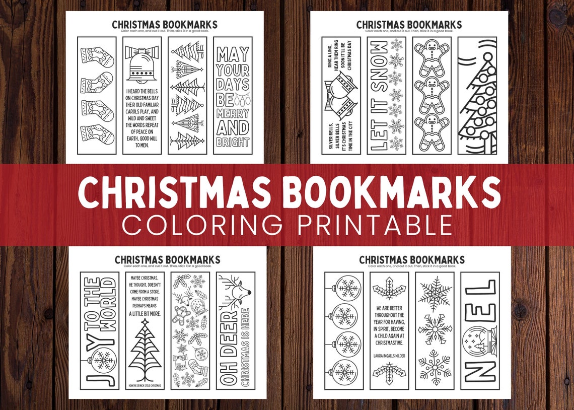 Christmas Coloring Bookmarks / Printable Holiday Coloring Pages - Etsy