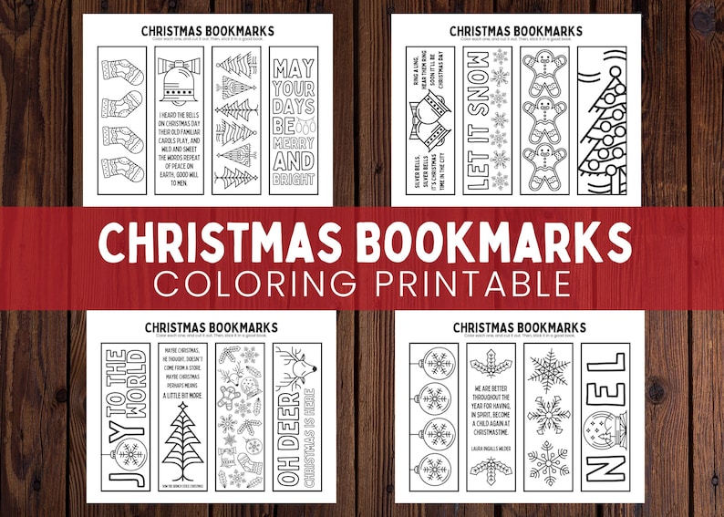 Christmas Coloring Bookmarks / Printable Holiday Coloring Pages - Etsy