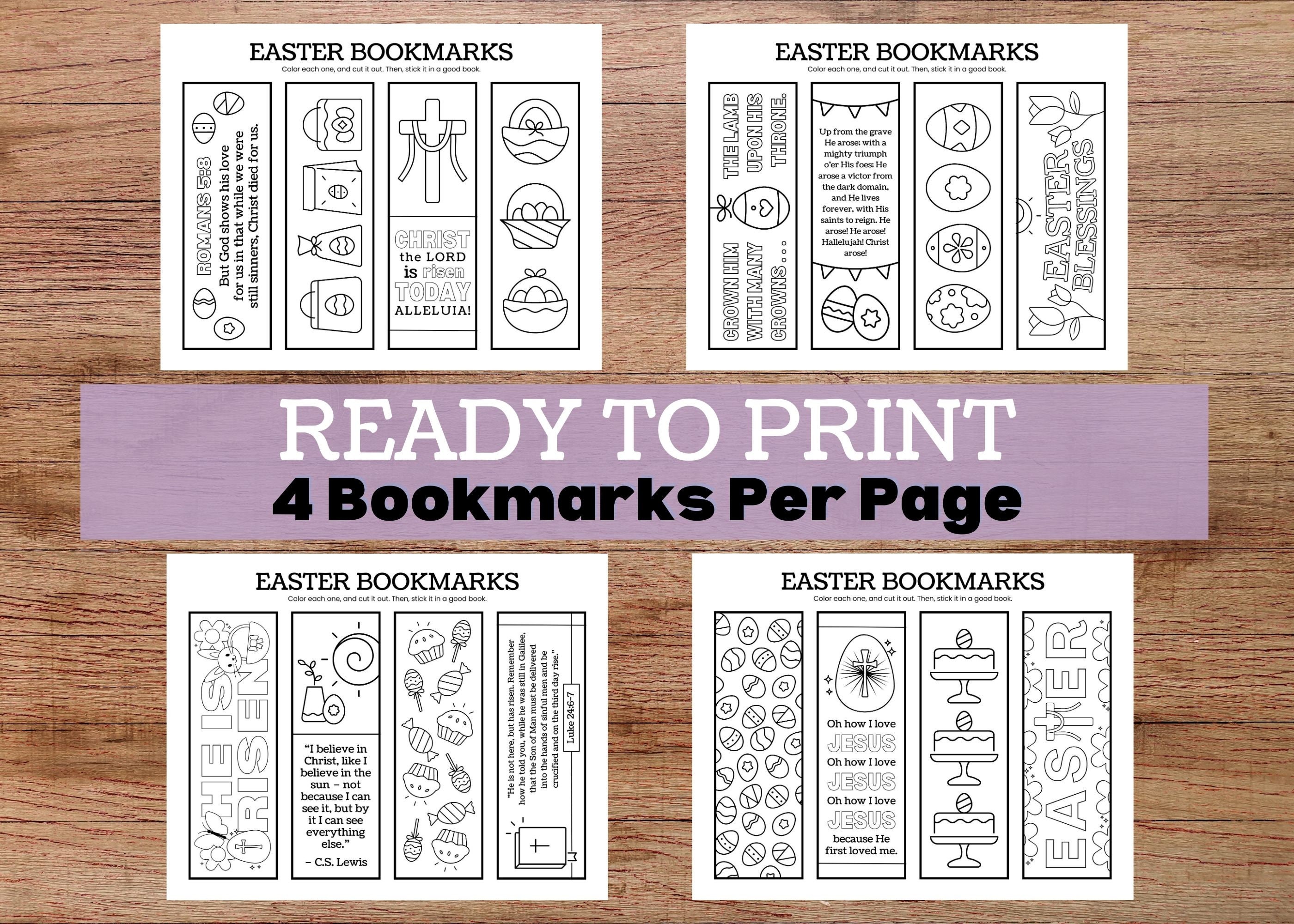 Easter Printable Bookmarks / Lent Coloring Pages / Spring Bookmark Set ...