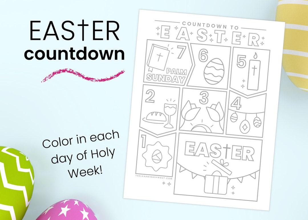 Printable Easter Countdown / Spring Coloring Page / Holy Week Preschool ...