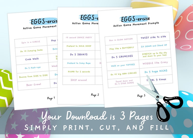 Printable Easter Movement Cards / Spring Gross Motor Activity ...