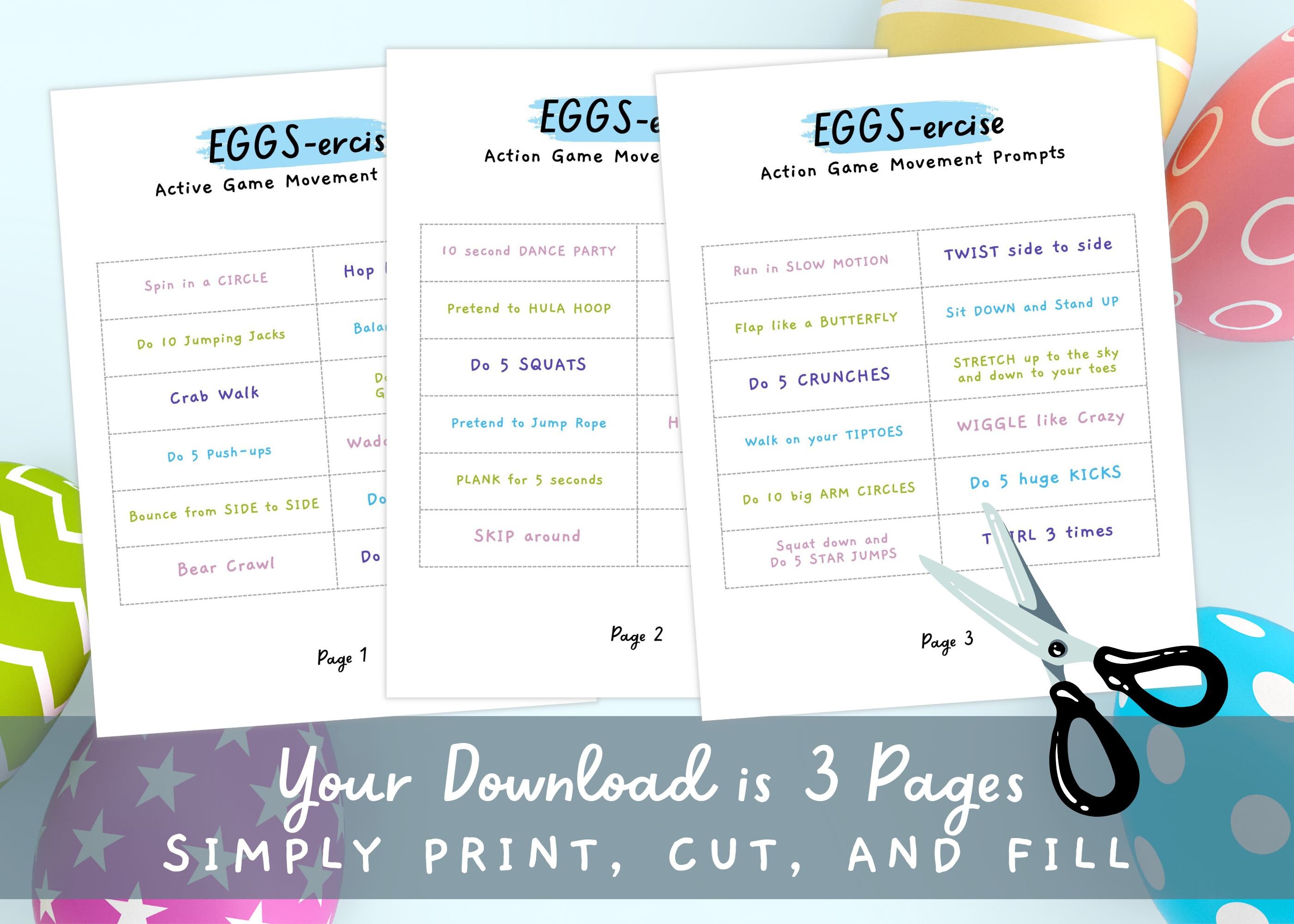 Printable Easter Movement Cards / Spring Gross Motor Activity ...