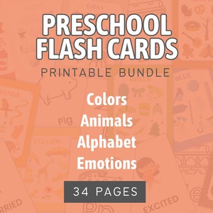 Preschool Printable Flash Cards Bundle, Color Flashcards, Printable ...