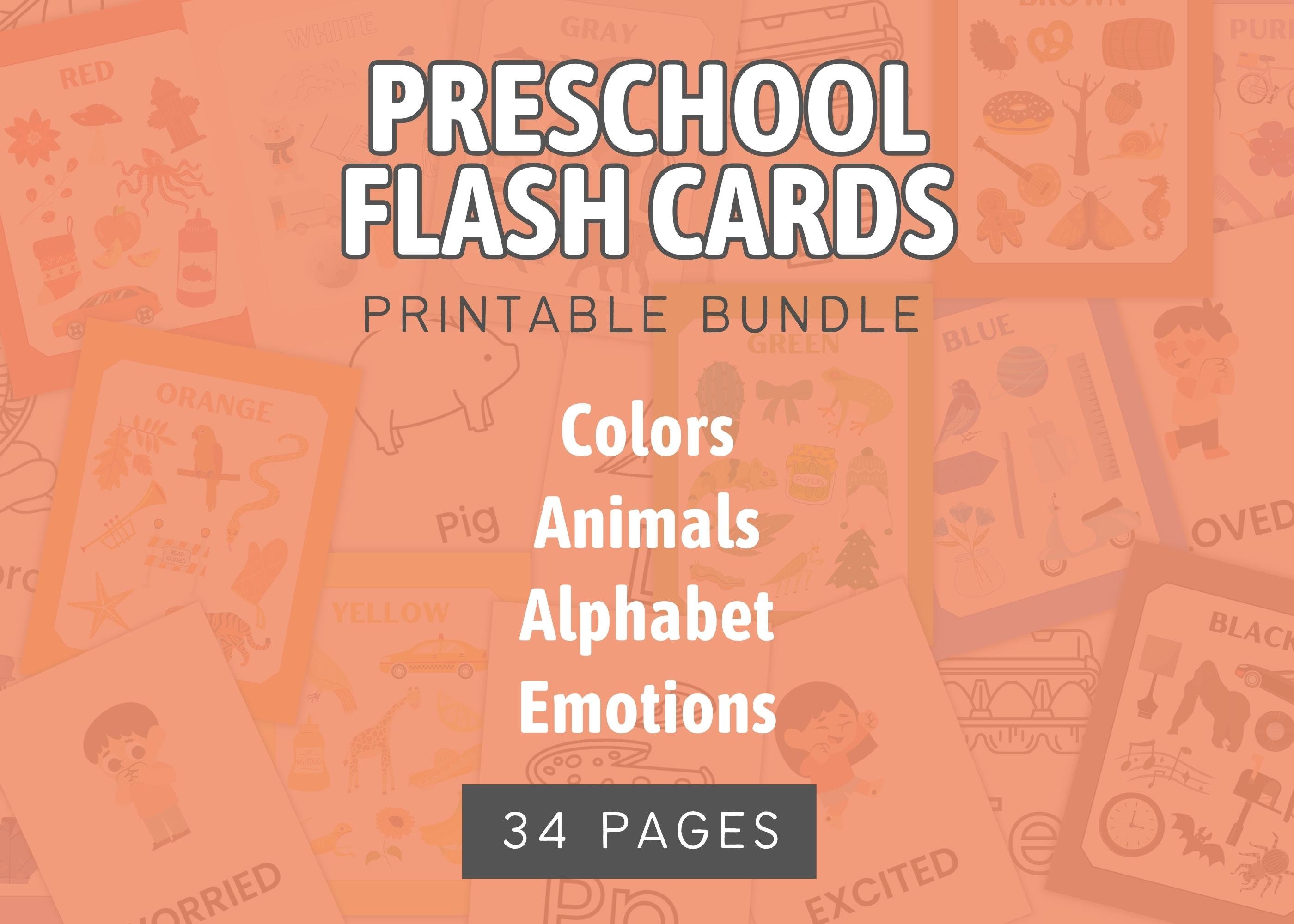 Preschool Printable Flash Cards Bundle, Color Flashcards, Printable ...