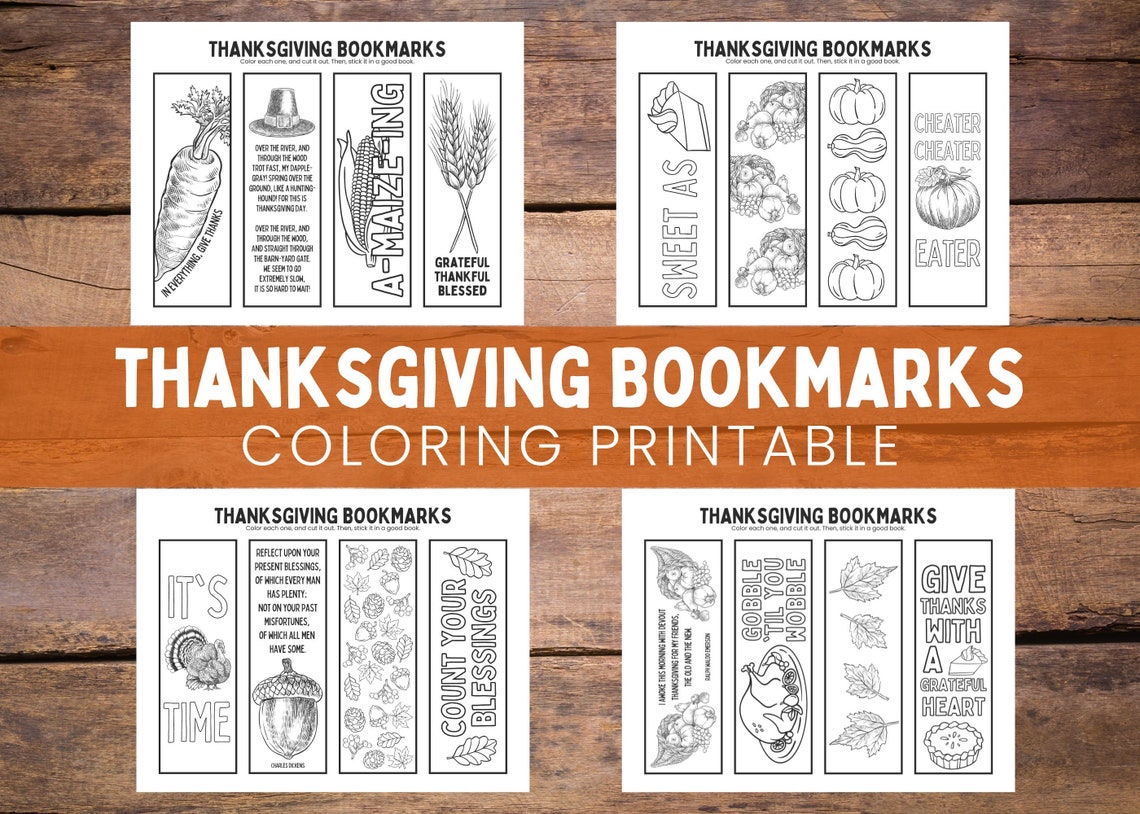 Thanksgiving Coloring Bookmarks / Printable Fall Coloring Pages - Etsy