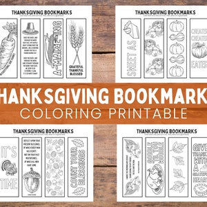 Thanksgiving Coloring Bookmarks / Printable Fall Coloring Pages - Etsy
