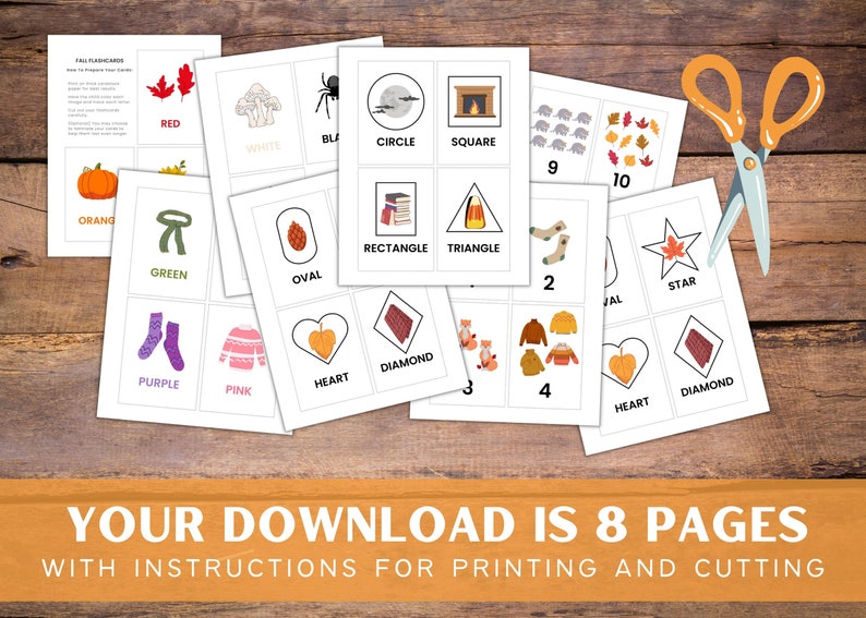 Fall Preschool Flashcards / Printable Autumn Flash Cards - Etsy