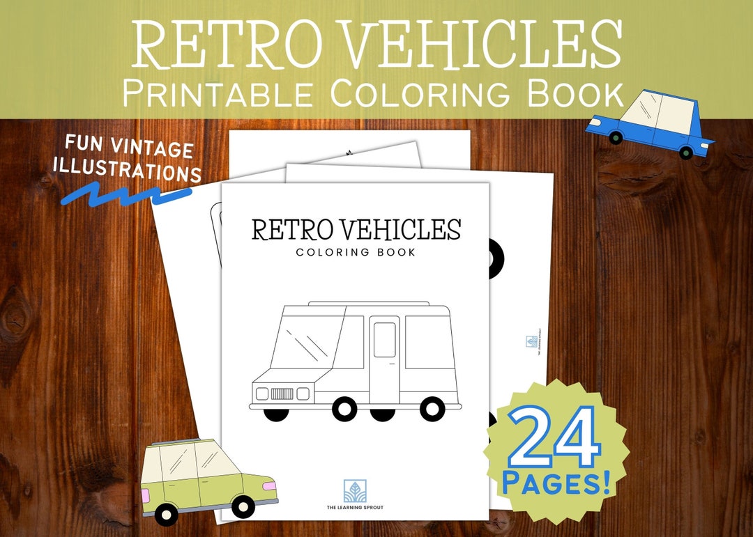 Retro Vehicles Coloring Book / Truck Printable Coloring Pages - Etsy
