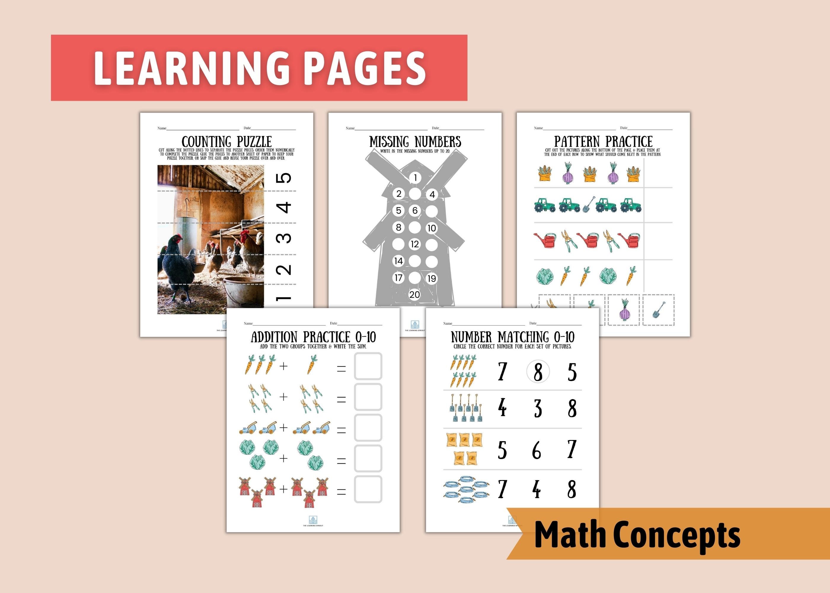 On the Farm Printable Bundle, Fall Coloring Pages, Autumn Preschool ...