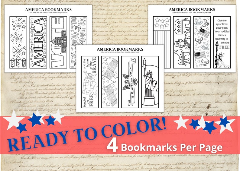 America Printable Bookmarks / Veterans Day Coloring Pages / Election ...