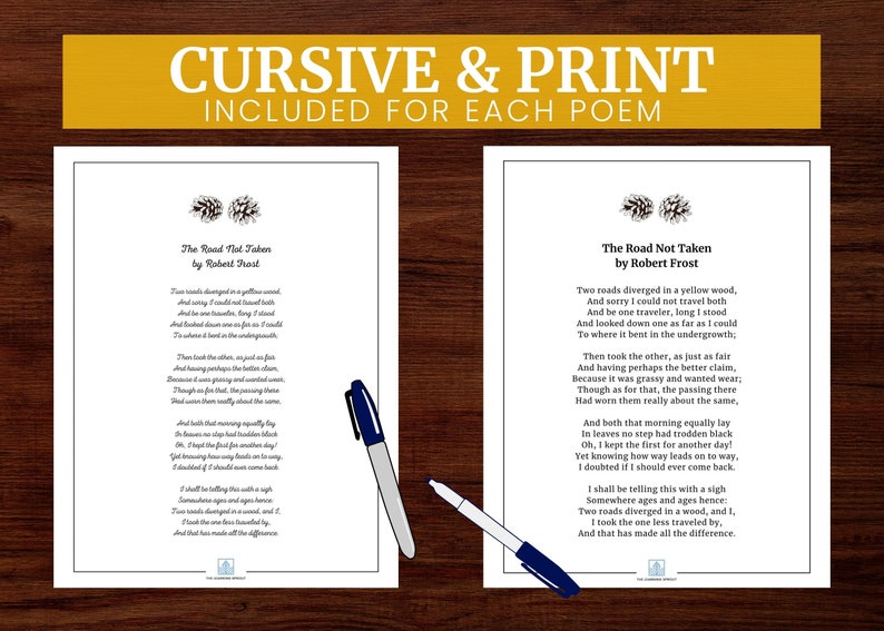 Robert Frost Poetry Copywork / Poem Handwriting / Penmanship ...