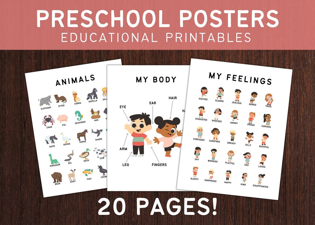 Preschool Educational Prints Emotions Classroom Poster Kindergarten ...