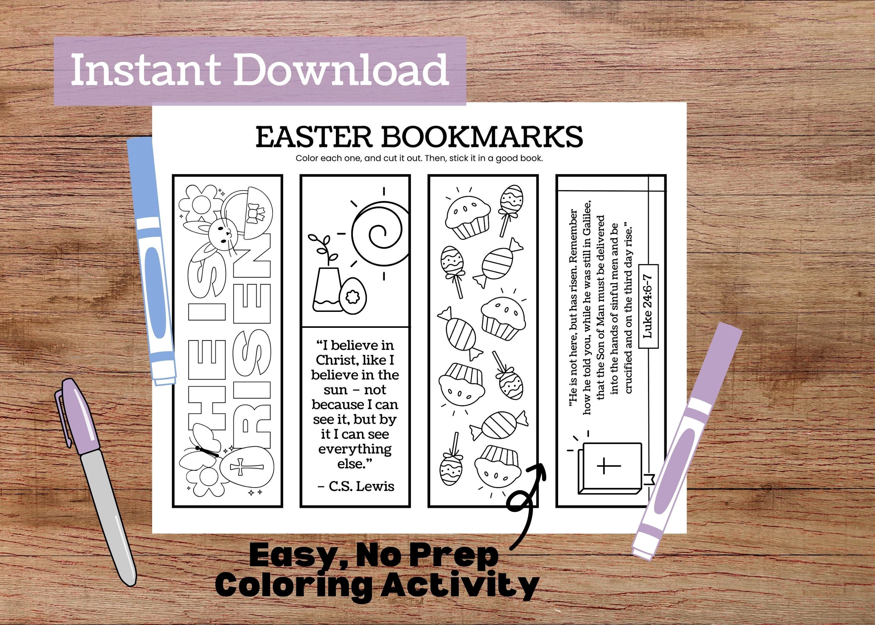 Easter Printable Bookmarks / Lent Coloring Pages / Spring Bookmark Set ...