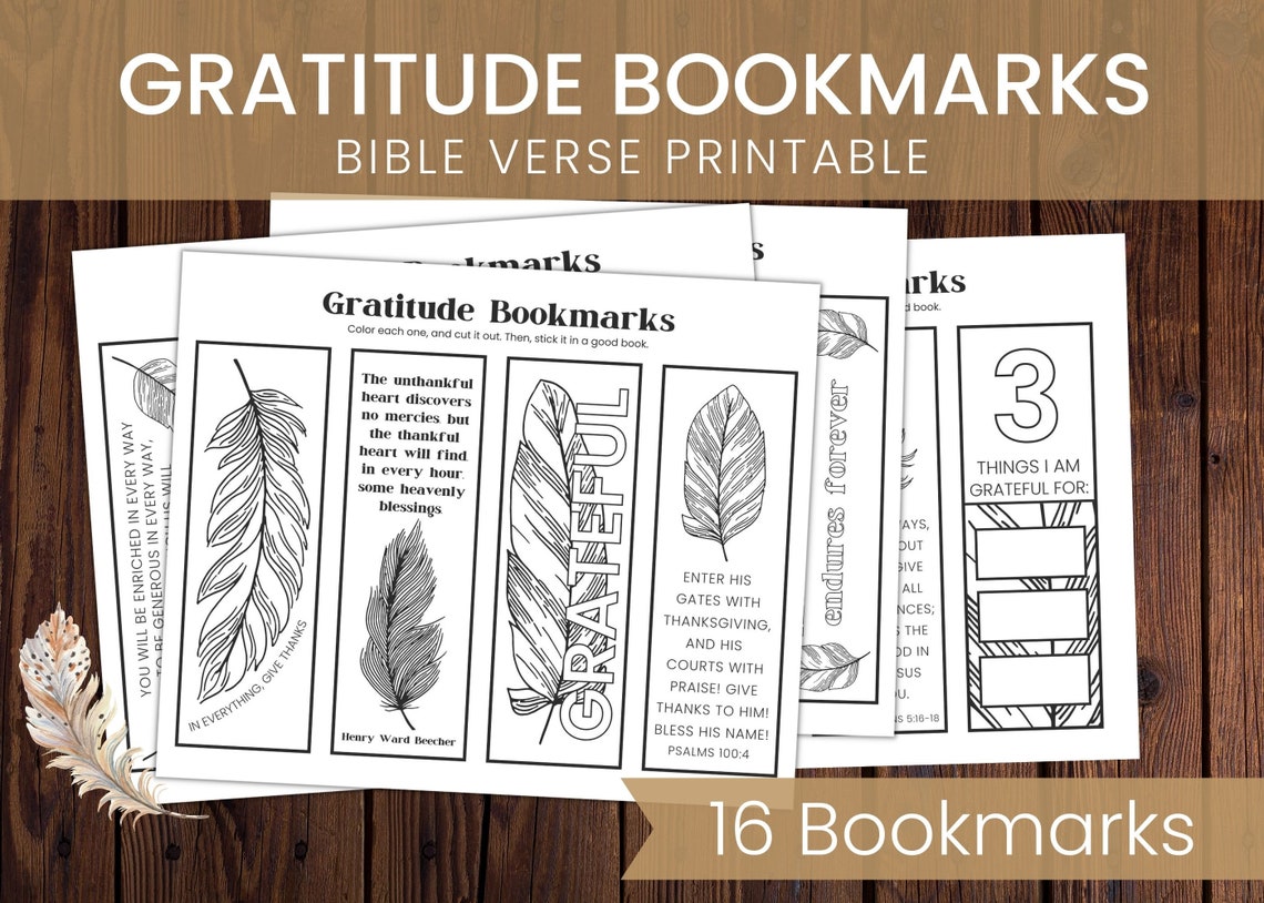 Gratitude Bible Verse Bookmarks / Printable Fall Coloring Pages - Etsy