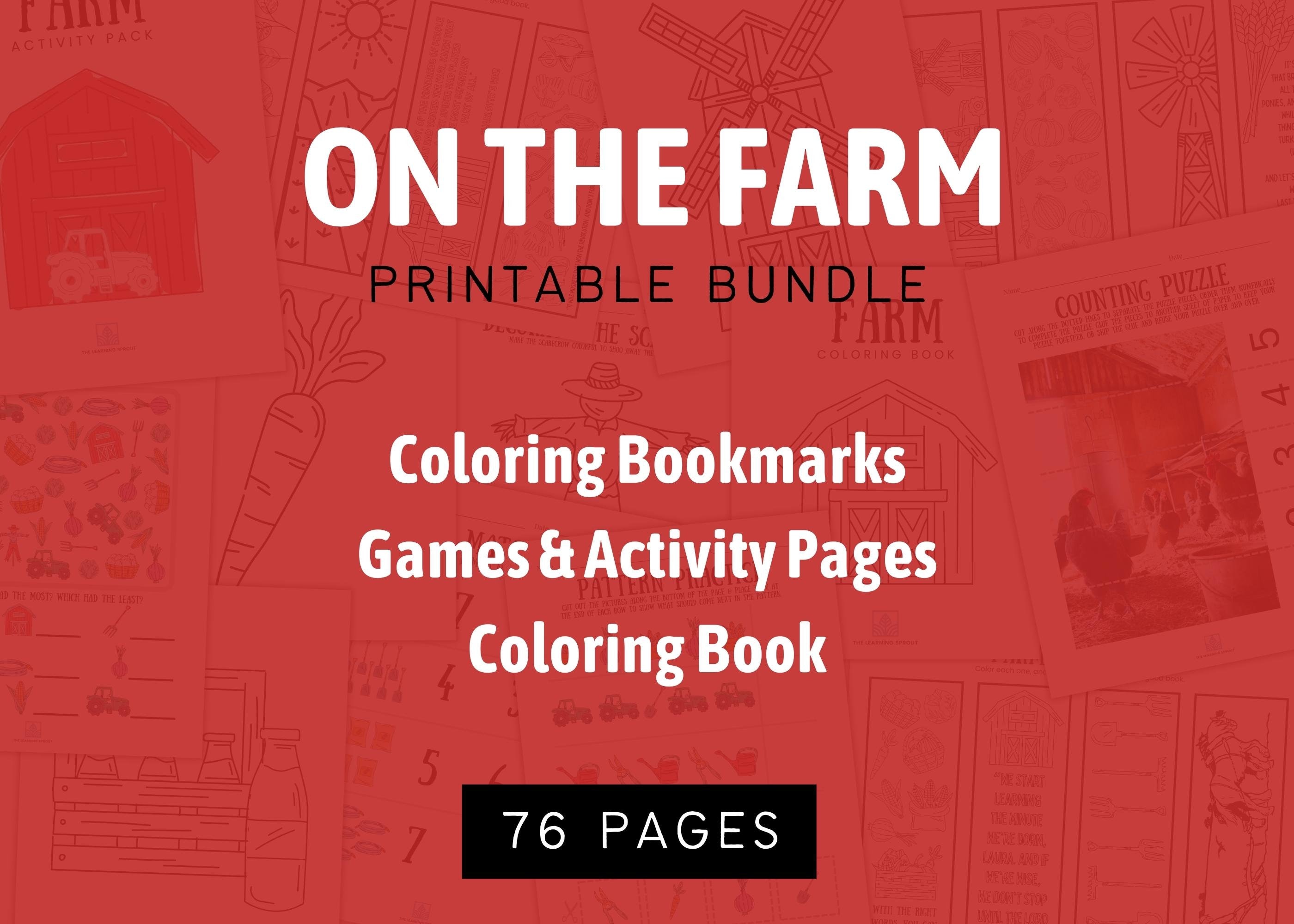 On the Farm Printable Bundle, Fall Coloring Pages, Autumn Preschool ...