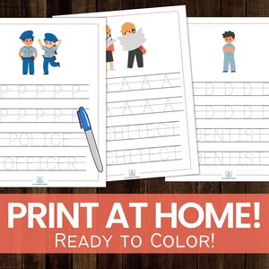 Community Helpers Tracing Preschool Worksheets / Jobs Handwriting ...