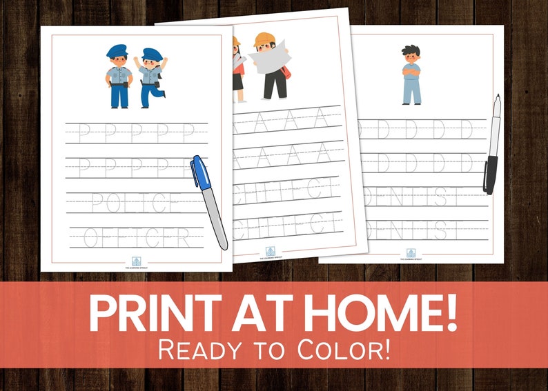 Community Helpers Tracing Preschool Worksheets / Jobs Handwriting ...