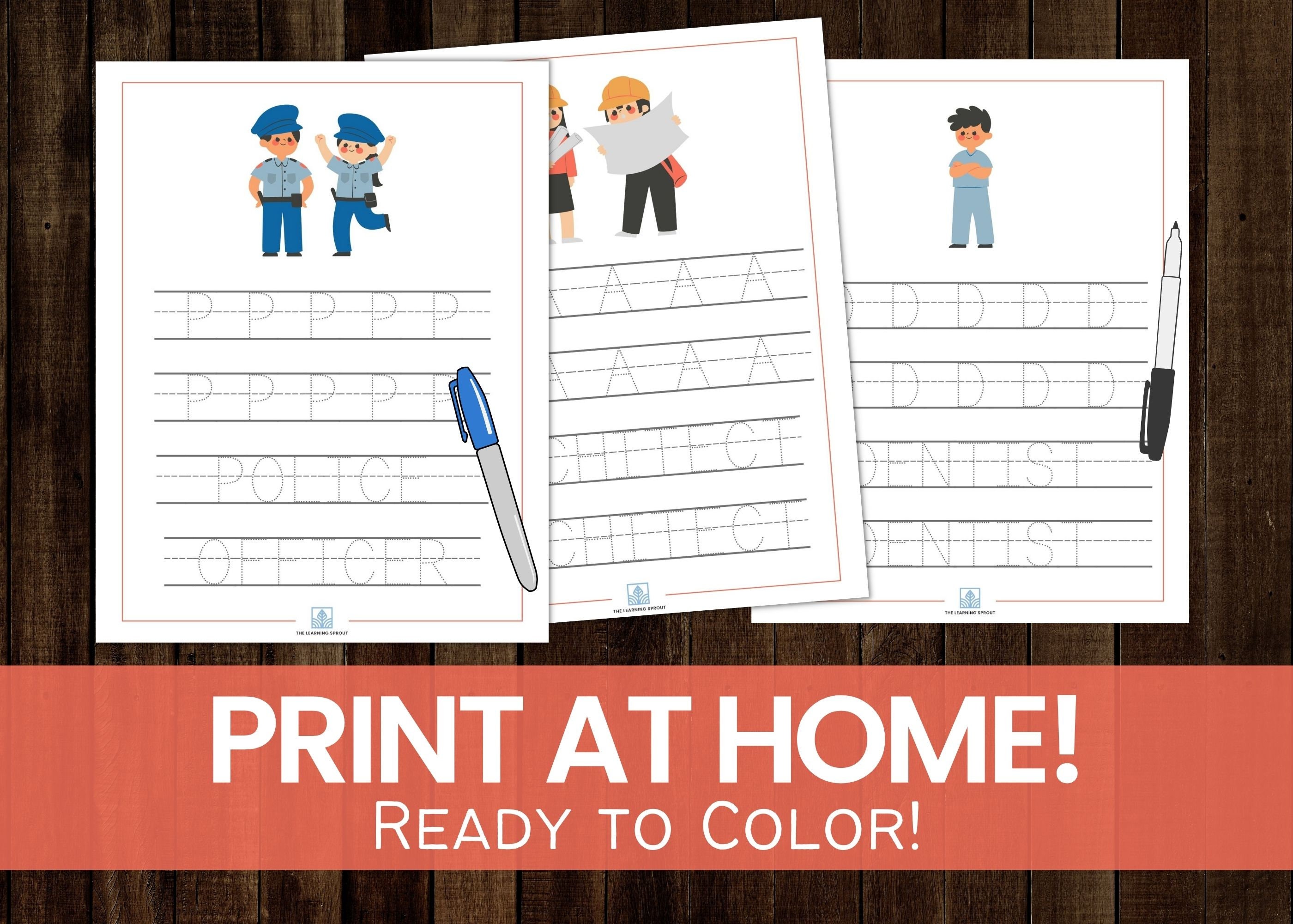 Community Helpers Tracing Preschool Worksheets / Jobs Handwriting ...