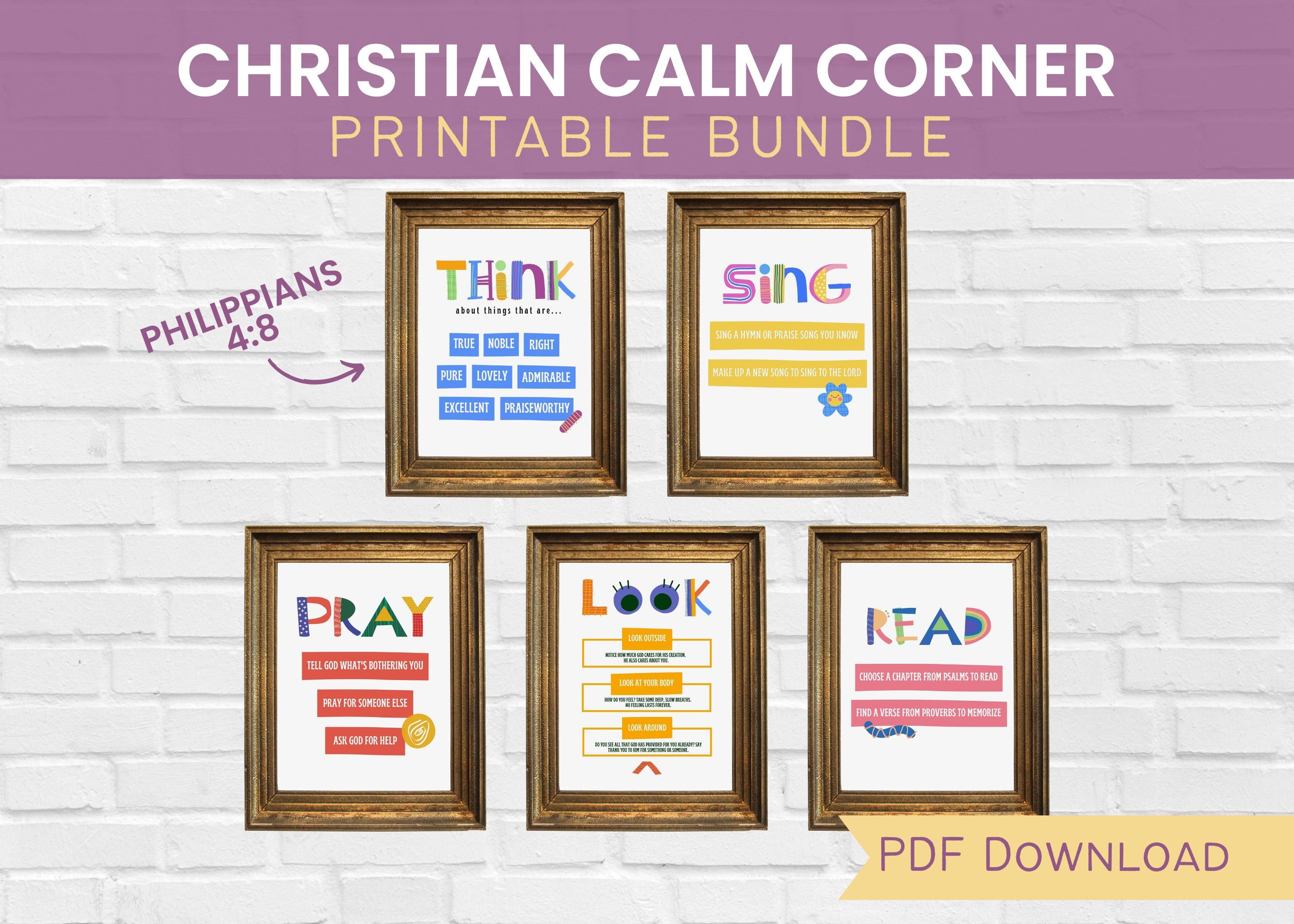Christian Calm Corner Printable / Mental Health Classroom Posters ...