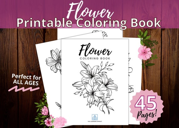 Flower Coloring Book / Floral Printable Coloring Pages - Etsy