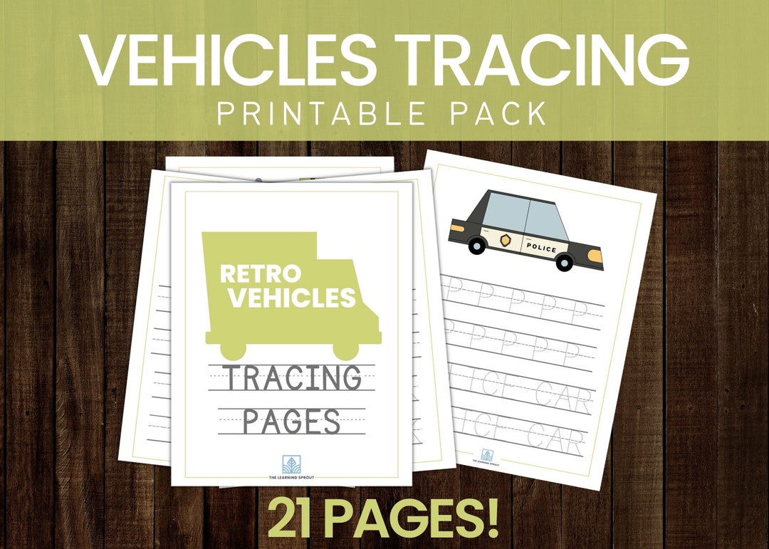 Vehicles Tracing Preschool Worksheets / Truck Handwriting Printable - Etsy