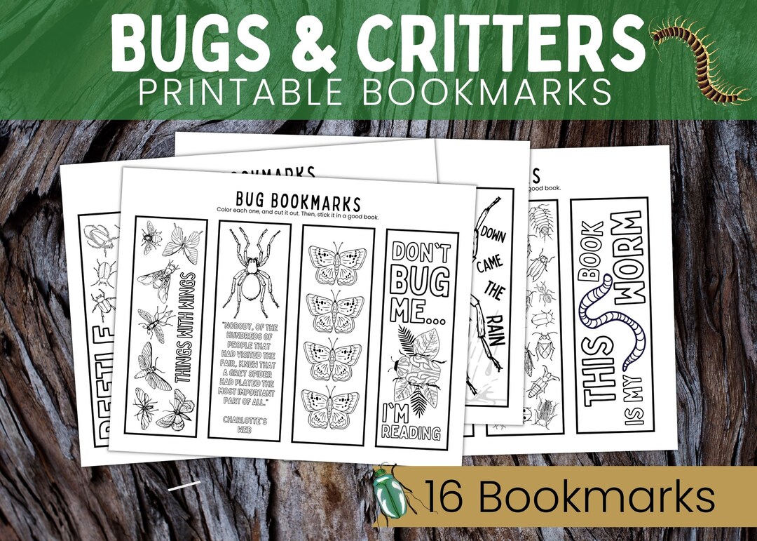 Bug Printable Bookmarks / Insect Coloring Pages / Butterfly Bookmark ...
