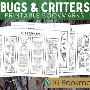 Bug Printable Bookmarks / Insect Coloring Pages / Butterfly Bookmark ...