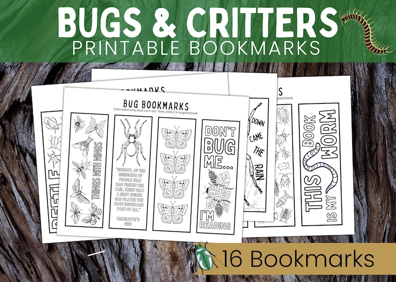 Bug Printable Bookmarks / Insect Coloring Pages / Butterfly Bookmark ...