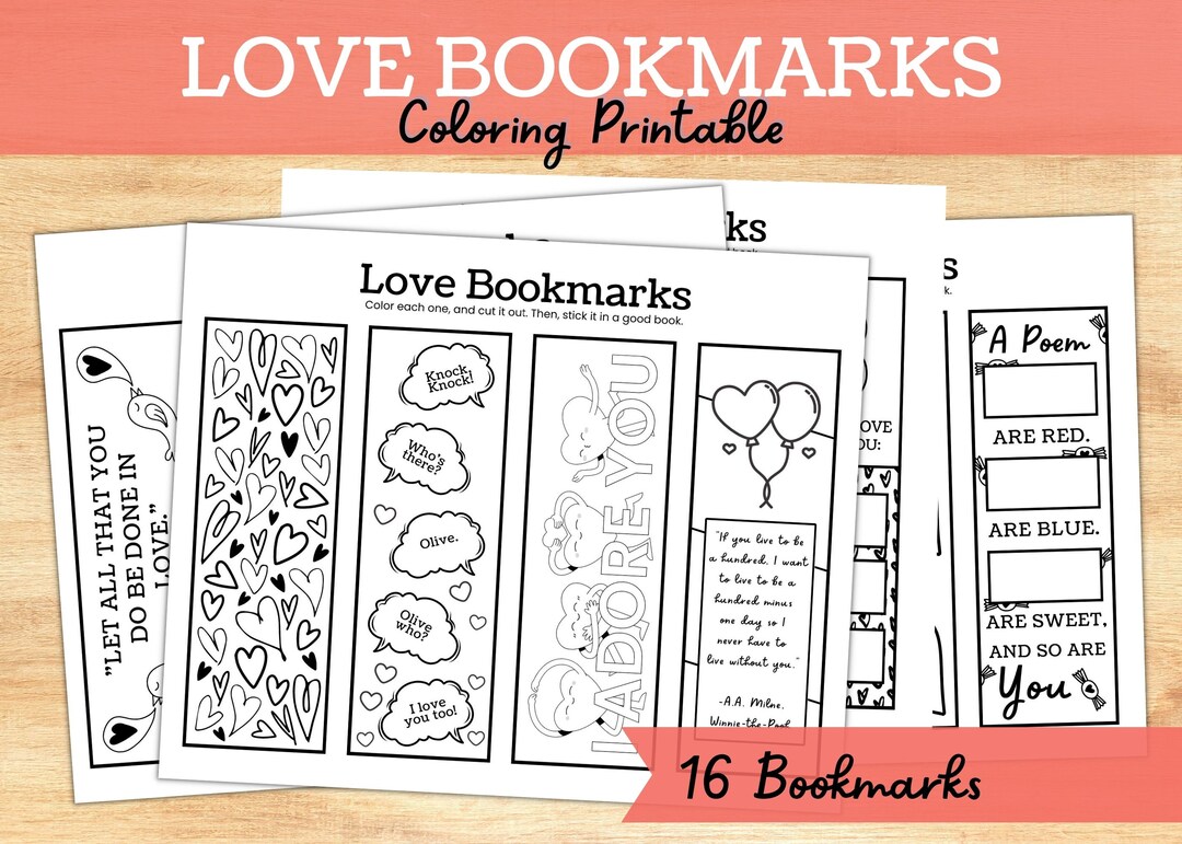 Love Printable Bookmarks / Valentines Day Coloring Pages / February ...