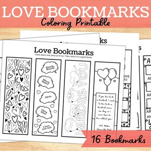 Love Printable Bookmarks / Valentines Day Coloring Pages / February ...