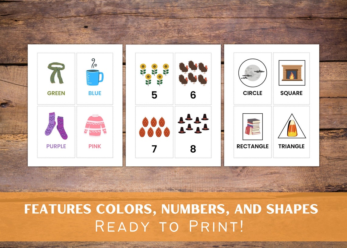 Fall Preschool Flashcards / Printable Autumn Flash Cards - Etsy