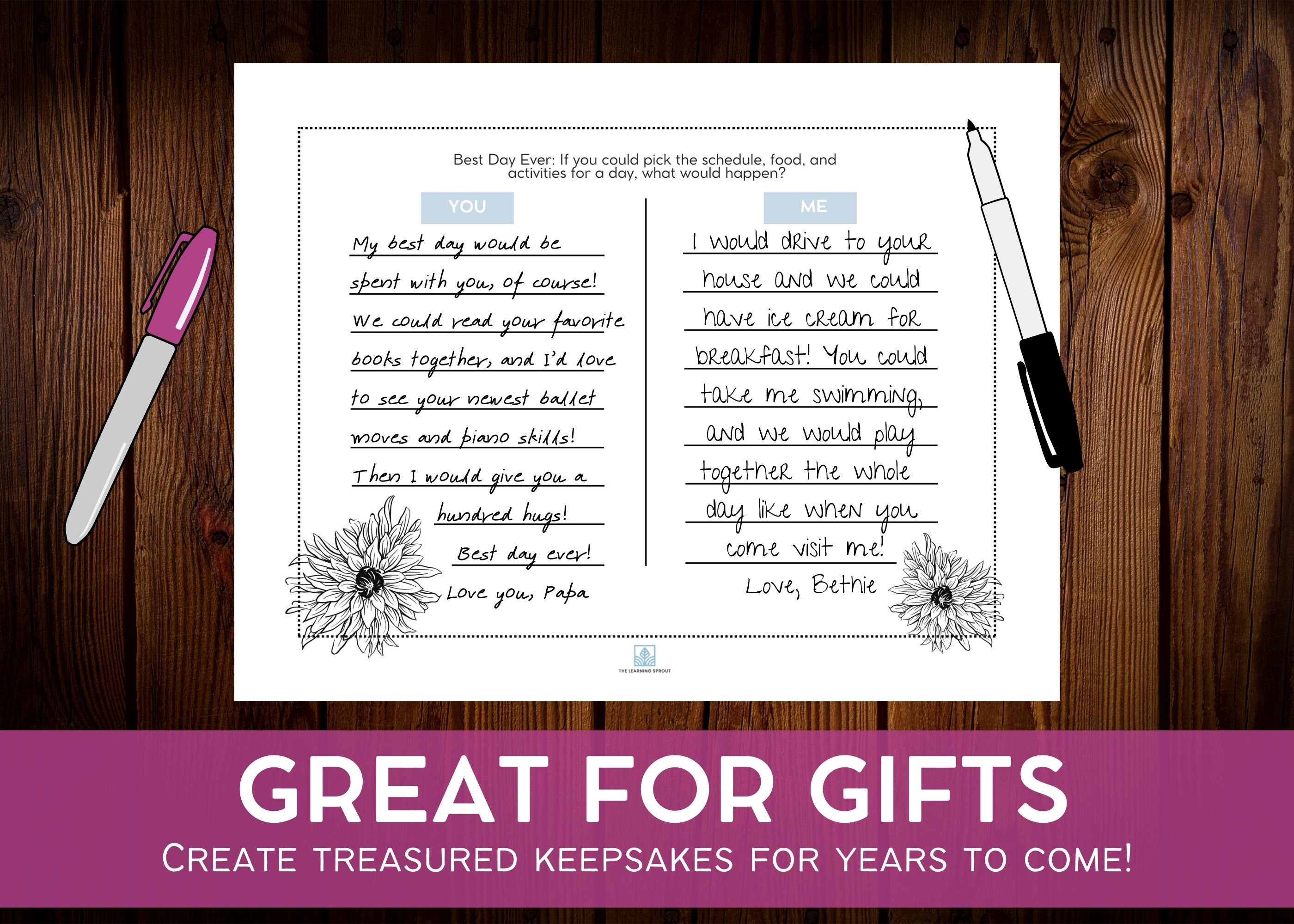 Flower Coloring Pen Pal Kit / Letter Writing Set for Grandparent Gifts ...