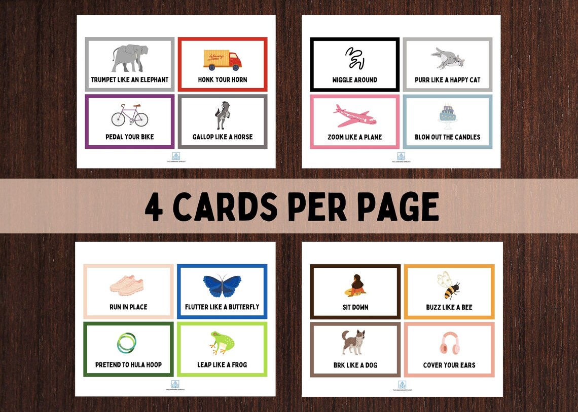Printable Movement Cards / Gross Motor Activity / Preschool Flash Cards ...