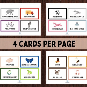 Printable Movement Cards / Gross Motor Activity / Preschool Flash Cards ...