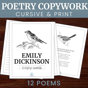Emily Dickinson Poetry Copywork / Poem Handwriting / Penmanship ...