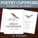 Emily Dickinson Poetry Copywork / Poem Handwriting / Penmanship ...