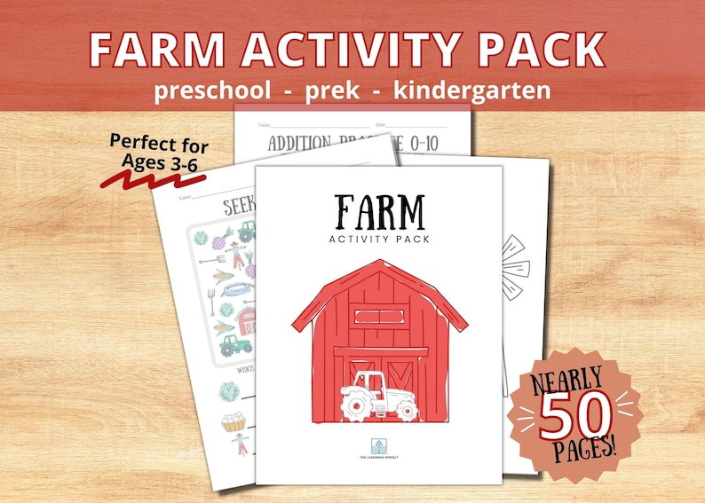 Farm Activity Pack / Quiet Book / Preschool Worksheets - Etsy