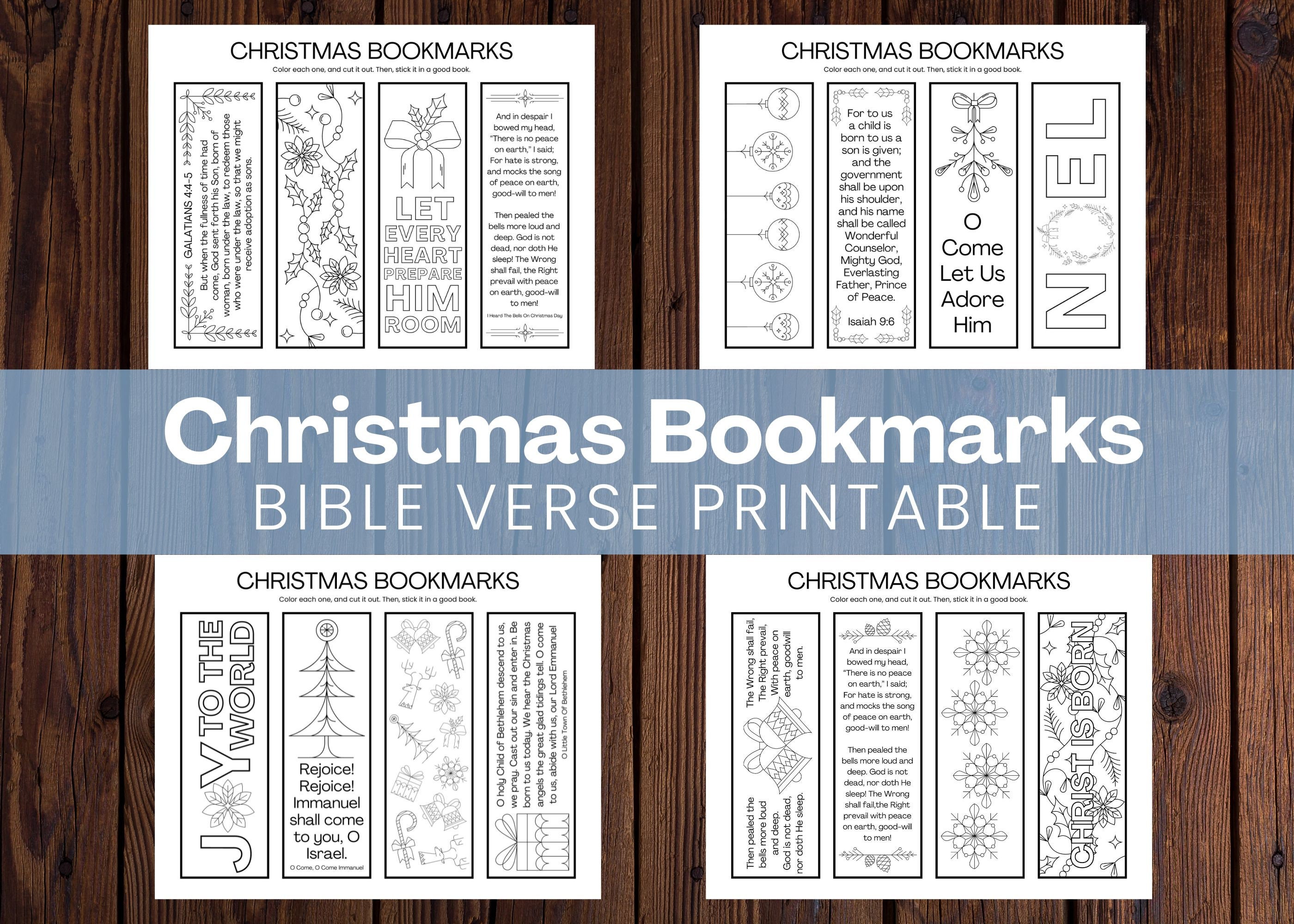 Christmas Bible Verse Bookmarks / Printable Christian Holiday Coloring ...