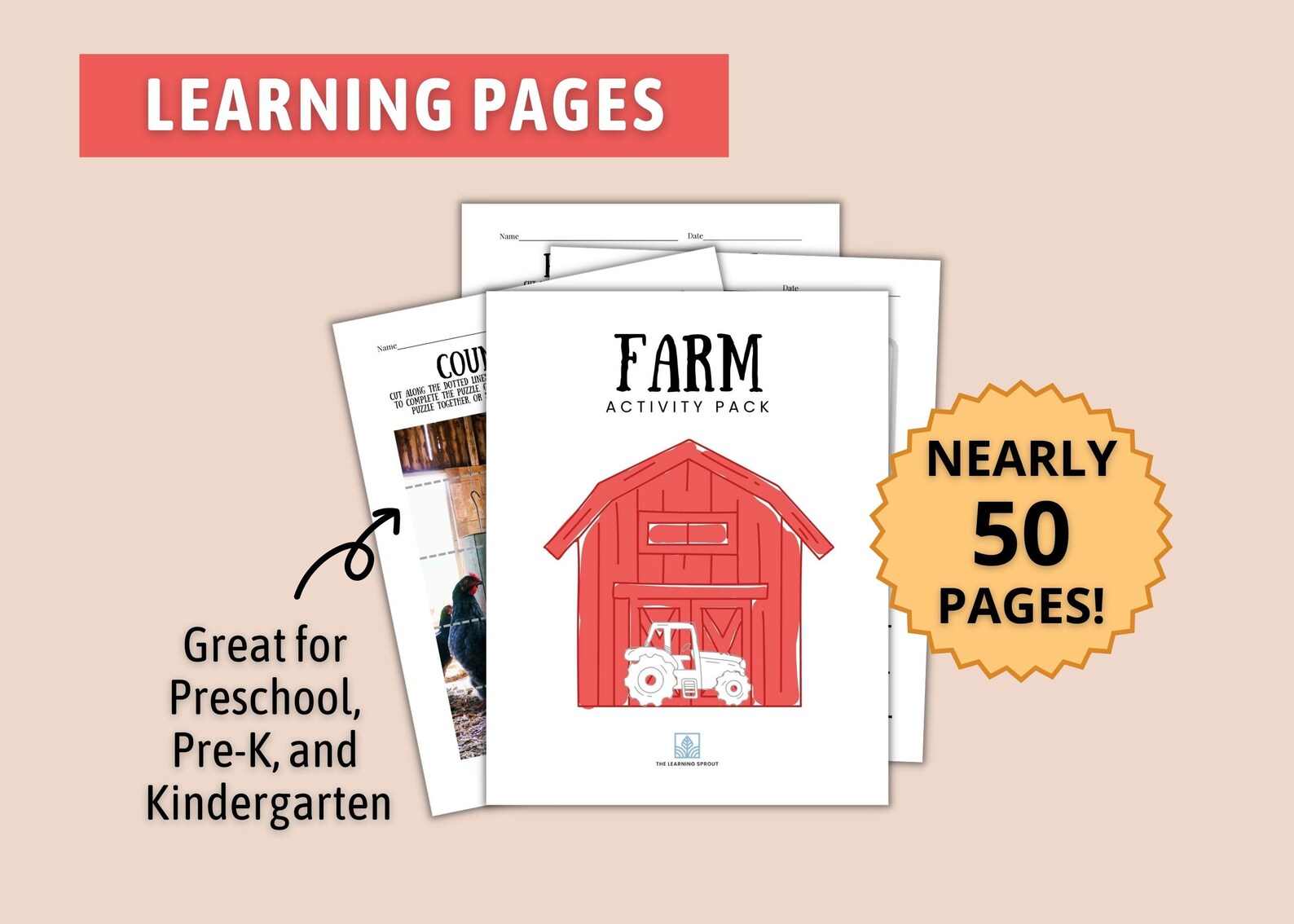 On the Farm Printable Bundle, Fall Coloring Pages, Autumn Preschool ...