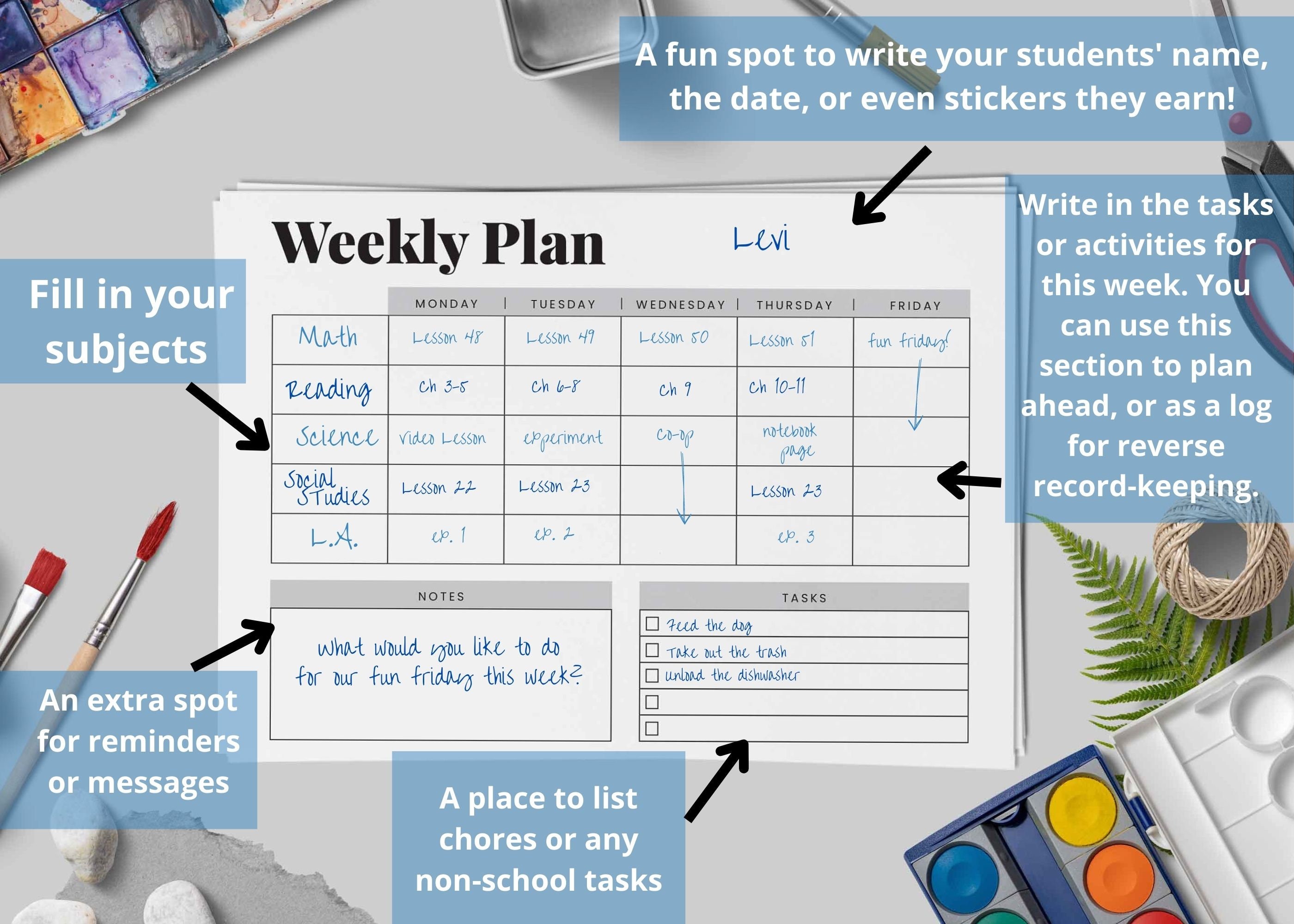 Homeschool Planner / Printable Student Planner / Weekly Academic ...