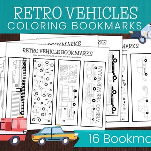 Retro Vehicle Printable Bookmarks / Car Coloring Pages / Trucks ...
