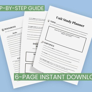 Unit Study Planner Printable / Academic Planner / Homeschool Lesson ...