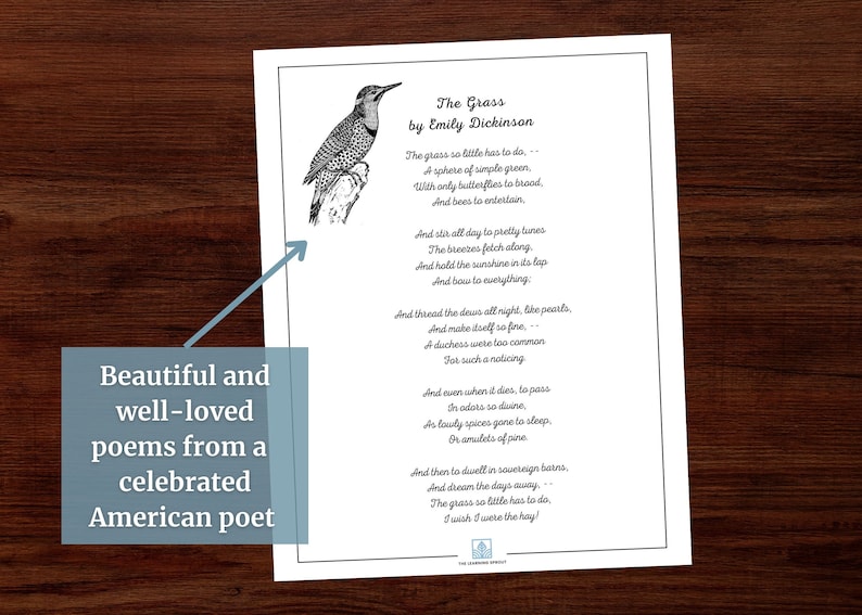 Emily Dickinson Poetry Copywork / Poem Handwriting / Penmanship ...