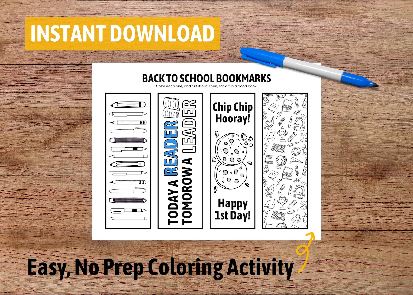 Back to School Printable Bookmarks / First Day of School Coloring Pages ...