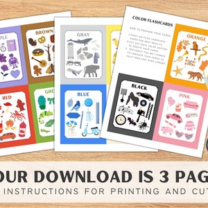 Color Printable Flashcards / Preschool Educational Game - Etsy