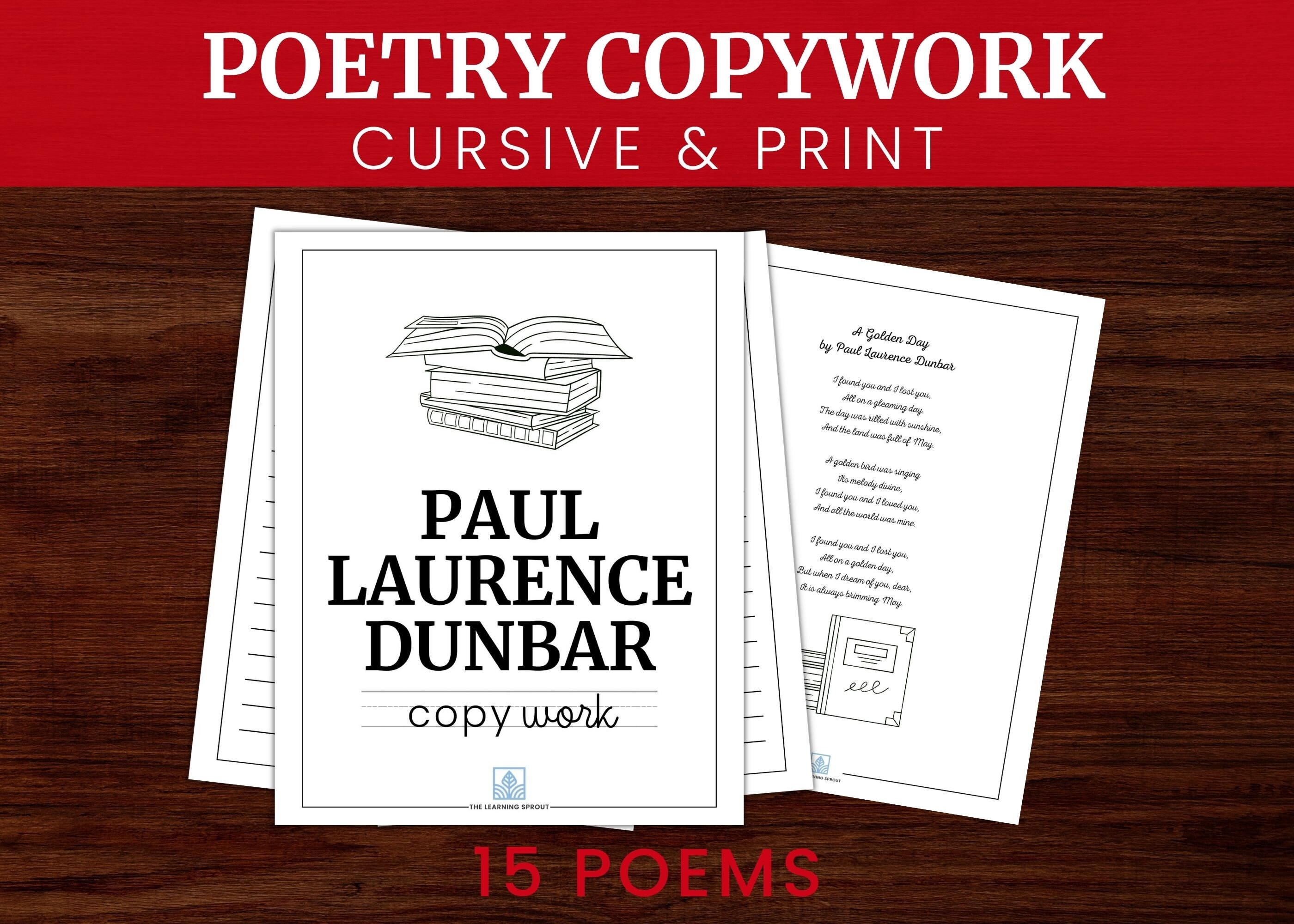 Paul Laurence Dunbar Poetry Copywork / Poem Handwriting / Penmanship ...