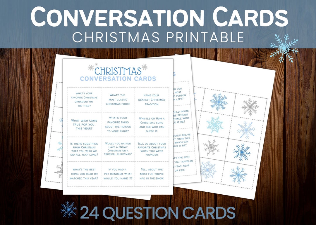 Christmas Conversation Cards / Printable Conversation Starter Dinner ...