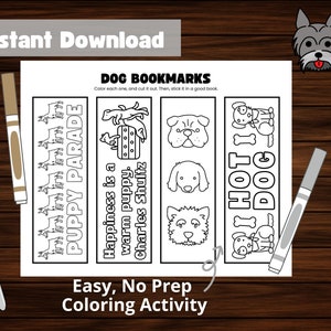 Dog Printable Bookmarks / Puppy Coloring Pages / Bookmark Set - Etsy