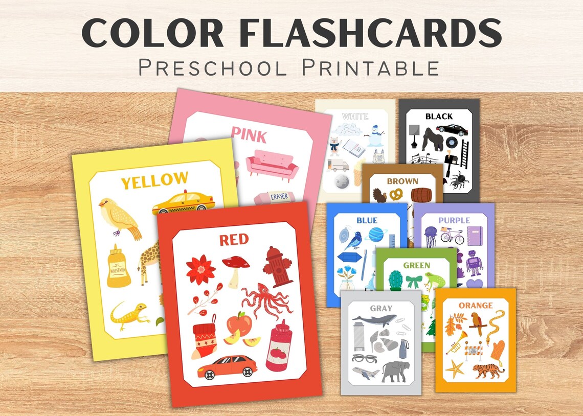 Color Printable Flashcards / Preschool Educational Game - Etsy