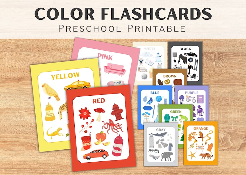 Color Printable Flashcards / Preschool Educational Game - Etsy